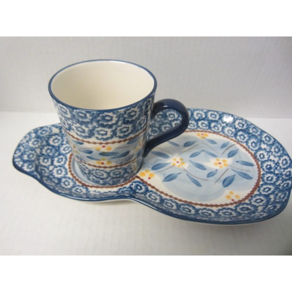 Temptations | Dining | Temptations Old World Blue Snack Plate And Cup ...